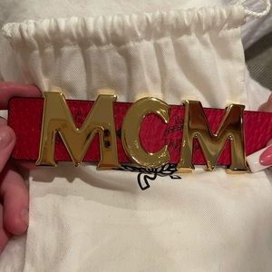 MCM | Accessories | Mcm Belt Red With Full Logo | Poshmark